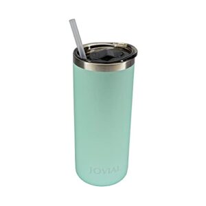 JOVIAL 2-in-1 Stainless Steel Can Cooler Insulated for all 24&25 Oz Cans, Beer Can Cooler,seltzer can coozie, Can insulator,and Work As A Iced Coffee Tumbler With Lid and Straw(Seafoam)