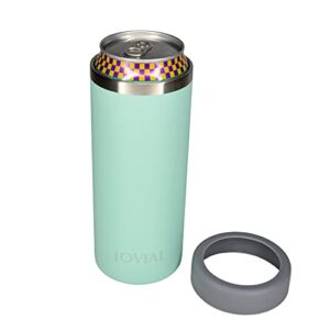 JOVIAL 2-in-1 Stainless Steel Can Cooler Insulated for all 24&25 Oz Cans, Beer Can Cooler,seltzer can coozie, Can insulator,and Work As A Iced Coffee Tumbler With Lid and Straw(Seafoam)