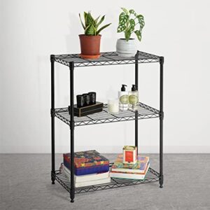 caphaus heavy-duty adjustable height wire shelving unit, wire rack shelving, metal steel storage shelves, garage shelving storage organizer, utility storage shelf, 24wx14dx30h 3-tier no wheels, black