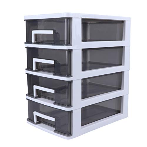 DECHOUS Plastic Storage Drawer, plastic drawer Four- layer Storage Cabinet Plastic Drawer, Portable Storage Rack plastic desktop drawers Organizer