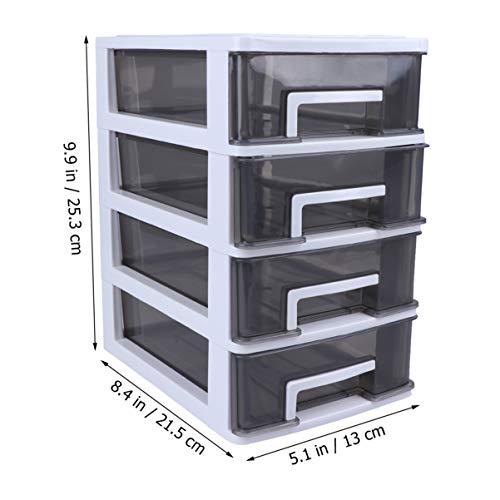 DECHOUS Plastic Storage Drawer, plastic drawer Four- layer Storage Cabinet Plastic Drawer, Portable Storage Rack plastic desktop drawers Organizer