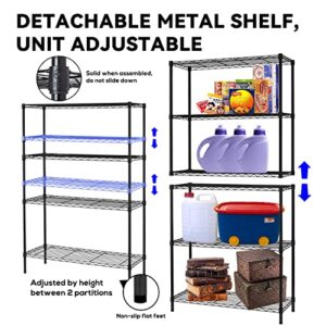 Storage Shelves, 4 shelf Storage Rack Adjustable 37"W x 14"D x 55"H NSF Certified Metal Shelves for Storage 1000Lbs Capacity Wire Shelving Heavy Duty for Kitchen Garage Shop Wire Rack Shelving, Black