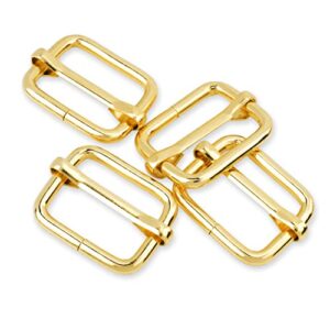 coobigo 25 pack 1 inch metal adjustable slide buckles tri-glide adjuster suspender strap slider for purse bag hardware making supplies belt backpack replacement keeper(gold)