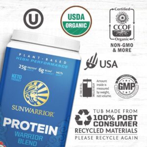 Sunwarrior Vegan Protein Powder with BCAA | Organic Hemp Seed Protein Gluten Free Non-GMO Dairy Free Soy Sugar Free Low Carb Plant Based Protein | Vanilla 17 Servings | Warrior Blend