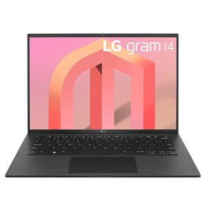 lg gram (2022) 14z90q ultra lightweight laptop, 14" (1920 x 1200) ips display, intel evo 12th gen i5 1240p processor, 16gb lpddr5, 512gb nvme ssd, fhd webcam, wifi 6e, thunderbolt 4, windows 11, black