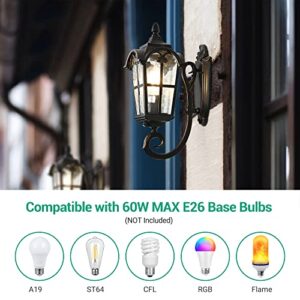 EDISHINE Dusk to Dawn Outdoor Wall Light, 17" Exterior Light Fixture Wall Lantern, Black Roman Porch Light Wall Lamp with Water Ripple Glass, Waterproof Wall Mount Sconce for Porch, Garage, Patio