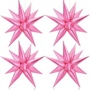 CYMYLAR 50pcs 26'' Foil Cone Mylar Balloons, Explosion Star Foil Balloons, starburst Point Star Balloons for Party Supplies, Birthday, Wedding, Photo Booth, Backdrop (Peal pink)