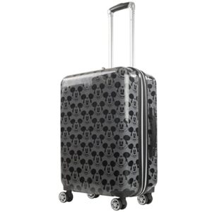 ful disney mickey mouse 25 inch rolling luggage, hardshell suitcase with wheels, charcoal