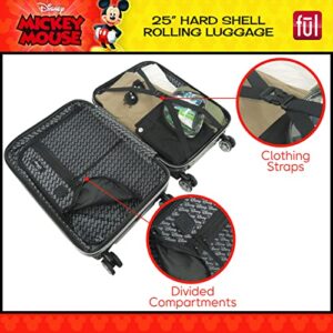 FUL Disney Mickey Mouse 25 Inch Rolling Luggage, Hardshell Suitcase with Wheels, Charcoal