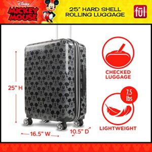 FUL Disney Mickey Mouse 25 Inch Rolling Luggage, Hardshell Suitcase with Wheels, Charcoal