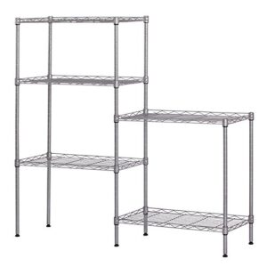 5 tier adjustable storage rack, metal storage wire shelving standing storage shelf units for bathroom, living room, balcony, kitchen 550lbs capacity 21.2" l x 11.4" w x 59.1" h (silver)