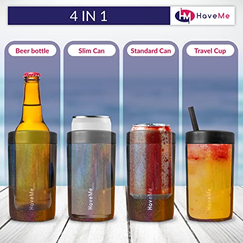 4 In 1 Slim Can Insulated Cooler – Skinny Can Cooler For Cans and Bottles – Beer Can Cooler – Anti-Slip and Ergonomic Design – Multipurpose Slim Can Cooler – For Party, Sports, Picnic, Vacation