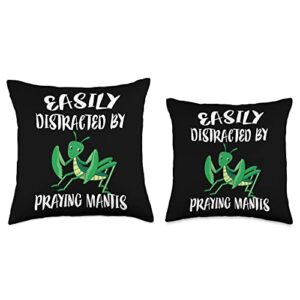 Praying Mantis Easily Distracted Throw Pillow, 16x16, Multicolor