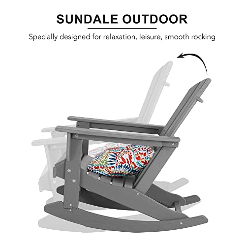 Sundale Outdoor Adirondack Rocking Chair with Pillow/Cushion, Patio Plastic All Weather Adirondack Rocker, Perfect for Outside, Lawn, Garden, Pool, Yard, Grey