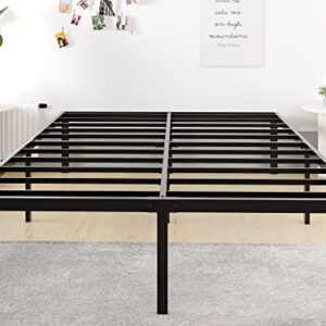 FSCHOS Full-Size-Bed-Frame / 18 Inch High/Metal Bed-Frames-Full/Reinforced Steel Slats Support/No Box Spring Needed/Heavy Duty Mattress Foundation/Easy Assembly/Noise Free/Black