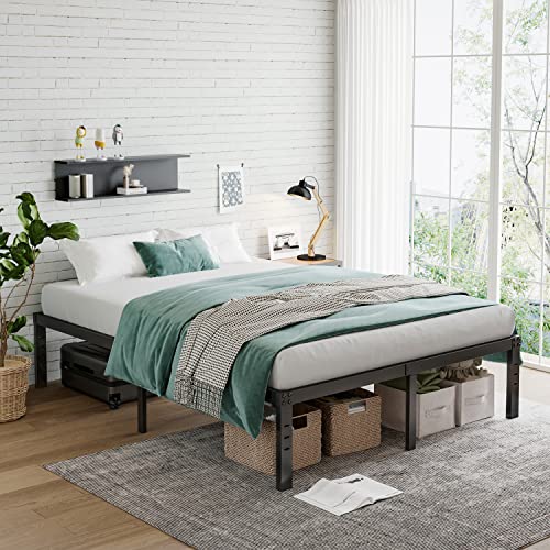 Artimorany King Size Bed Frame 14 Inch High, Heavy Duty Steel Slat Support 3000 Pounds, No Box Spring Needed Metal Platform, Noise Free, Easy Assembly Black