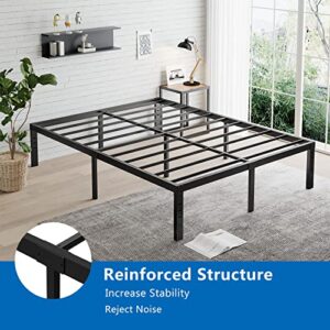 Artimorany King Size Bed Frame 14 Inch High, Heavy Duty Steel Slat Support 3000 Pounds, No Box Spring Needed Metal Platform, Noise Free, Easy Assembly Black