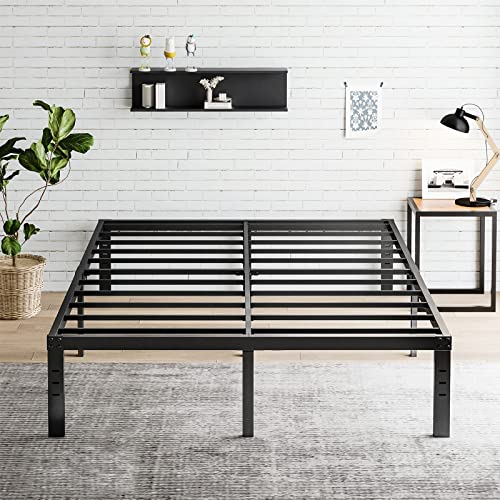 Artimorany King Size Bed Frame 14 Inch High, Heavy Duty Steel Slat Support 3000 Pounds, No Box Spring Needed Metal Platform, Noise Free, Easy Assembly Black