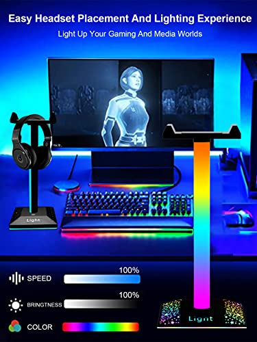 KANTUTOE RGB Gaming Headphone Stand Light with USB Port RGB Gaming Stand Light for Desktop PC Gaming Headset Accessories, Best Gift for Husband, Kids, Boyfriend