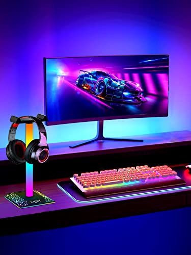 KANTUTOE RGB Gaming Headphone Stand Light with USB Port RGB Gaming Stand Light for Desktop PC Gaming Headset Accessories, Best Gift for Husband, Kids, Boyfriend