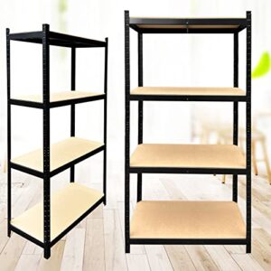 vandise garage storage shelve heavy duty multipurpose garage shelving, 1544lbs capacity metal shelve for storage, 4 tier metal shelving, bolt-free assembly, adjustable high (black)