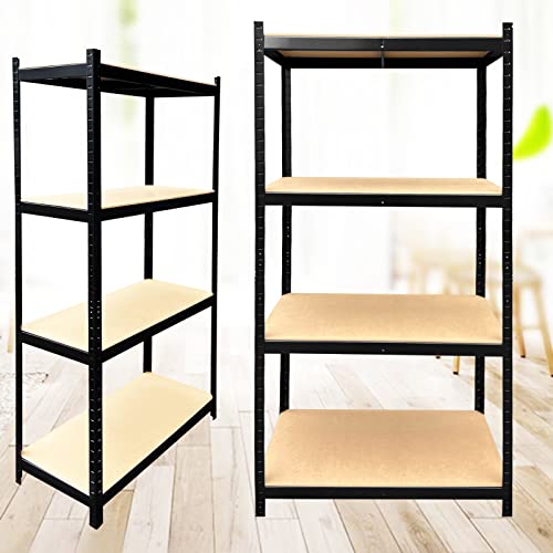 Vandise Garage Storage Shelve Heavy Duty Multipurpose Garage Shelving, 1544lbs Capacity Metal Shelve for Storage, 4 Tier Metal Shelving, Bolt-Free Assembly, Adjustable High (Black)