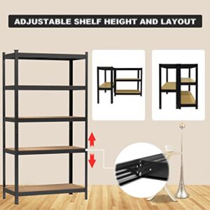 Vandise Garage Storage Shelve Heavy Duty Multipurpose Garage Shelving, 1544lbs Capacity Metal Shelve for Storage, 4 Tier Metal Shelving, Bolt-Free Assembly, Adjustable High (Black)