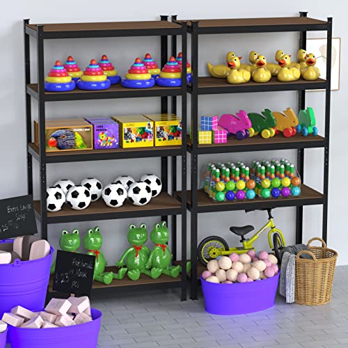 Vandise 5 Tier Heavy Duty Shelving Adjustable Utility Shelf Metal Shelve Steel Storage Rack with MDF Boards, 1929lbs Load Capacity for Garage, Kitchen Commercial (80H x 40W x 20D inch, Black)