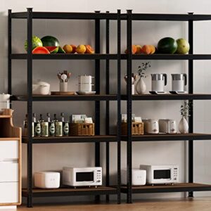 Vandise 5 Tier Heavy Duty Shelving Adjustable Utility Shelf Metal Shelve Steel Storage Rack with MDF Boards, 1929lbs Load Capacity for Garage, Kitchen Commercial (80H x 40W x 20D inch, Black)