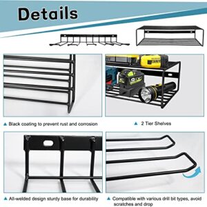 YALINKA Power Tool Storage Rack Holds 8 Drills, Separate Heavy Duty Electric Drill Holder Wall Mount, Utility Organizer Tool Shelf for Garage Home Workshop Shed, Set of 3