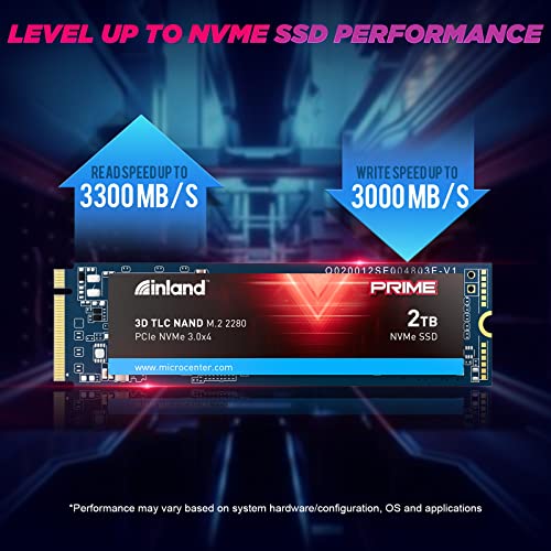 INLAND Prime 2TB NVMe M.2 PCIe Gen3x4 2280 Internal Solid State Drive TLC 3D NAND SSD - Up to 3300 MB/s, 3D NAND, Storage and Memory for Laptop & PC Desktop