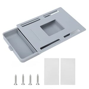 adhesive mini under desk drawer, gray compact multifunctional stickup under table drawer handle storage