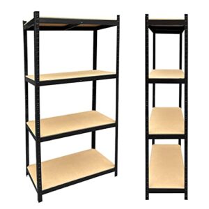 4 tier shelving unit shelf metal storage shelves metal rack heavy duty height adjustable commercial grade steel utility layer shelf rack organizer 1411 lbs capacity-63.78h x 31.5w x 15.74d inch,black