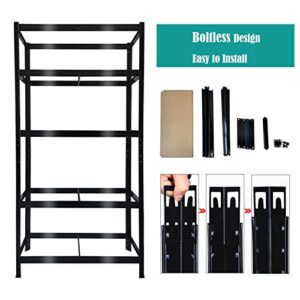 66" Storage Shelves, Heavy Duty Steel Frame 5-Tier Garage Shelving Unit, Metal Multi-Use Storage Rack for Home/Office/Dormitory/Garage, Adjustable Height Bolt-Free Easy Installation, Black