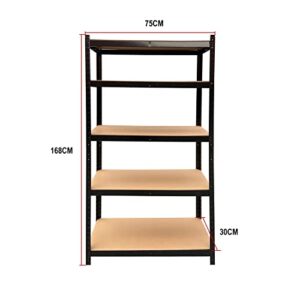 HSHa Steel Storage Rack, 5 Adjustable Shelves 800 kg Capacity (160 kg Per Shelf) Capacity, 170cm (75L x30W x168H-cm), Large Storage Space Multipurpose Storage Shelving Unit