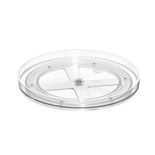 iDesign The Sarah Tanno Collection 9” Lazy Susan Spinning Cosmetic Organizer, Made of Recycled Plastic, Clear