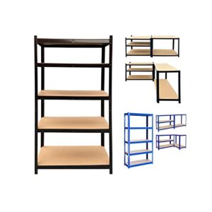 heavy duty garage shelving 67" h x 30" w x 12" d 386lb per shelf | black, rust resistant racking, 5 tier garage storage | adjustable shelves, boltless assembly | for shed, home & office