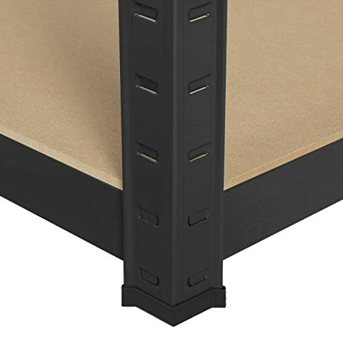 Shelves for Storage, Garage Racking Shelving Unit, 4 Tier Heavy Duty Shelf Unit for Shed Warehouse Workshop Garden, 63" H x 31" W x 16" D, Black, Metal & MDF Boltless Assembly System