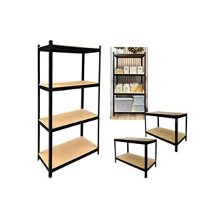 4 tier shelving unit storage units heavy duty metal shelves for warehouse/garage/shed/workshop/commercial/industrial/kitchen, 1411lb capacity(353lb per shelf), 63" h x 31" w x 16" d black