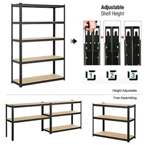 5 Tier Shelving Unit Storage Units Heavy Duty Metal Shelves for Warehouse/Garage/Shed/Workshop/Commercial/Industrial/Kitchen, 1929LB Capacity(386LB per Shelf), 67" H x 30" W x 12" D Black