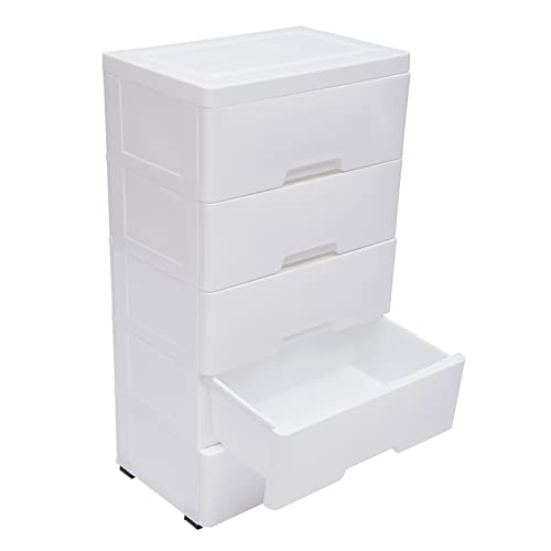 LOYALHEARTDY Plastic Drawers Dresser, Storage Cabinet with 5 Drawers, Closet Drawers Tall Dresser Organizer, Vertical Clothes Storage Tower for Clothes, Toys, Playroom, Bedroom Furniture, White