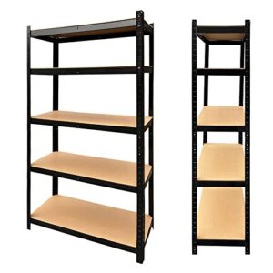 5-tier heavy duty metal shelving, 77" x 39" x 20" racking storage unit with adjustable shelves, 385lb capacity per shelf, garage storage shelving units, boltless shelving unit for free combination