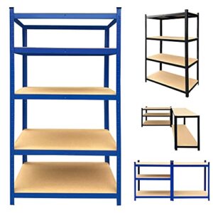 youseahome heavy duty wide size garage shelving storage shelves, 5-tier adjustable metal shelving unit utility rack shelves multipurpose shelf, warehouse basement,blue,148h x 70w x 30d