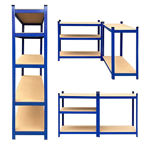 YouseaHome Heavy Duty Wide Size Garage Shelving Storage Shelves, 5-Tier Adjustable Metal Shelving Unit Utility Rack Shelves Multipurpose Shelf, Warehouse Basement,Blue,148H x 70W x 30D