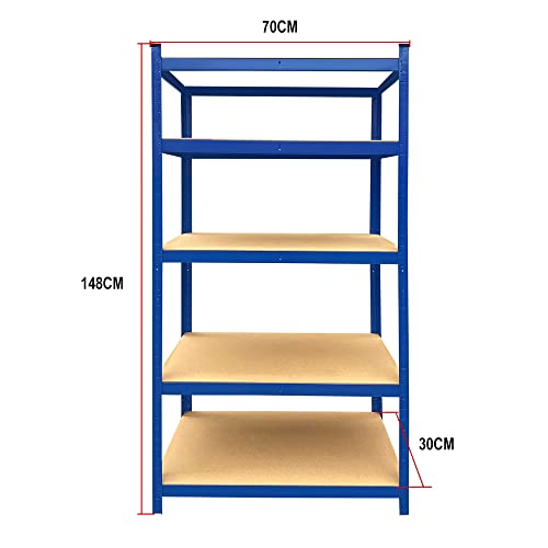 YouseaHome Heavy Duty Wide Size Garage Shelving Storage Shelves, 5-Tier Adjustable Metal Shelving Unit Utility Rack Shelves Multipurpose Shelf, Warehouse Basement,Blue,148H x 70W x 30D