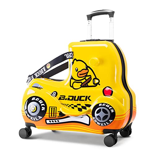 eing Children's Ride-On Travel Suitcase,Travel Rolling Kid's Luggage with Wheels Carry Trolley Luggage with Password Lock,Cute Funny Children's Ride On Trolley Luggage,24 Inch (Yellow Car)