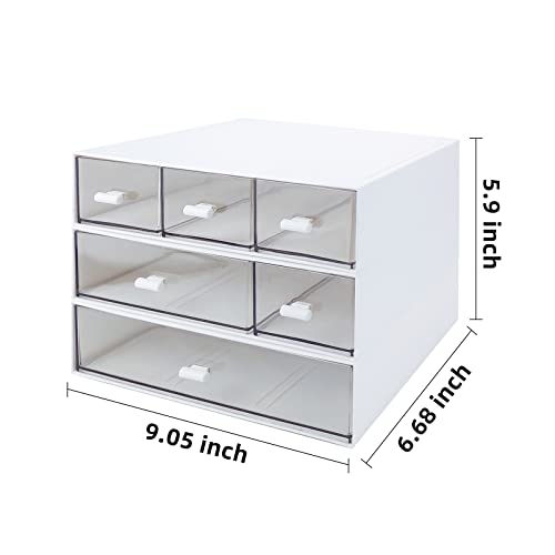 Desk Organizer with 6 Drawers, Desk Storage Box Office Drawer Organizer Desk Organization and Storage Pen Storage Plastic Makeup Storage Suitable for Office, School, Home