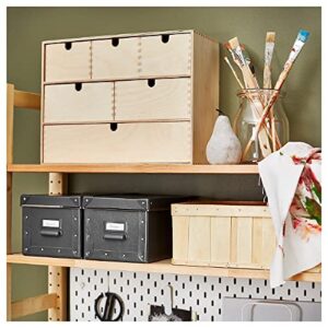 MOPPE Mini Storage Chest, Birch Plywood, 16 ½x7x12 5/8'' Home Office Wooden Desk Storage Organizer Box with 6 Drawers,Brown,Mini Chest