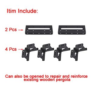 Chooglkj 2Pack Pergola Brackets Kit Outdoor Pergola Corner Brackets 3-Way T Brackets for 4x4(Actual:3.5 Inch) Wood Beams Tree Houses Modular Modern Pergola Hardware