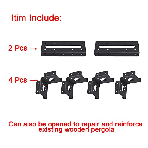 Chooglkj 2Pack Pergola Brackets Kit Outdoor Pergola Corner Brackets 3-Way T Brackets for 4x4(Actual:3.5 Inch) Wood Beams Tree Houses Modular Modern Pergola Hardware